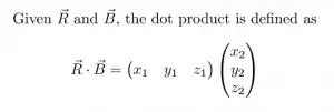 How to write a dot product in LaTeX 2026