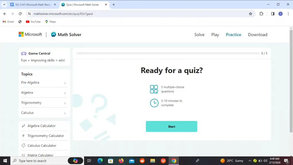 Microsoft Math Review 2025